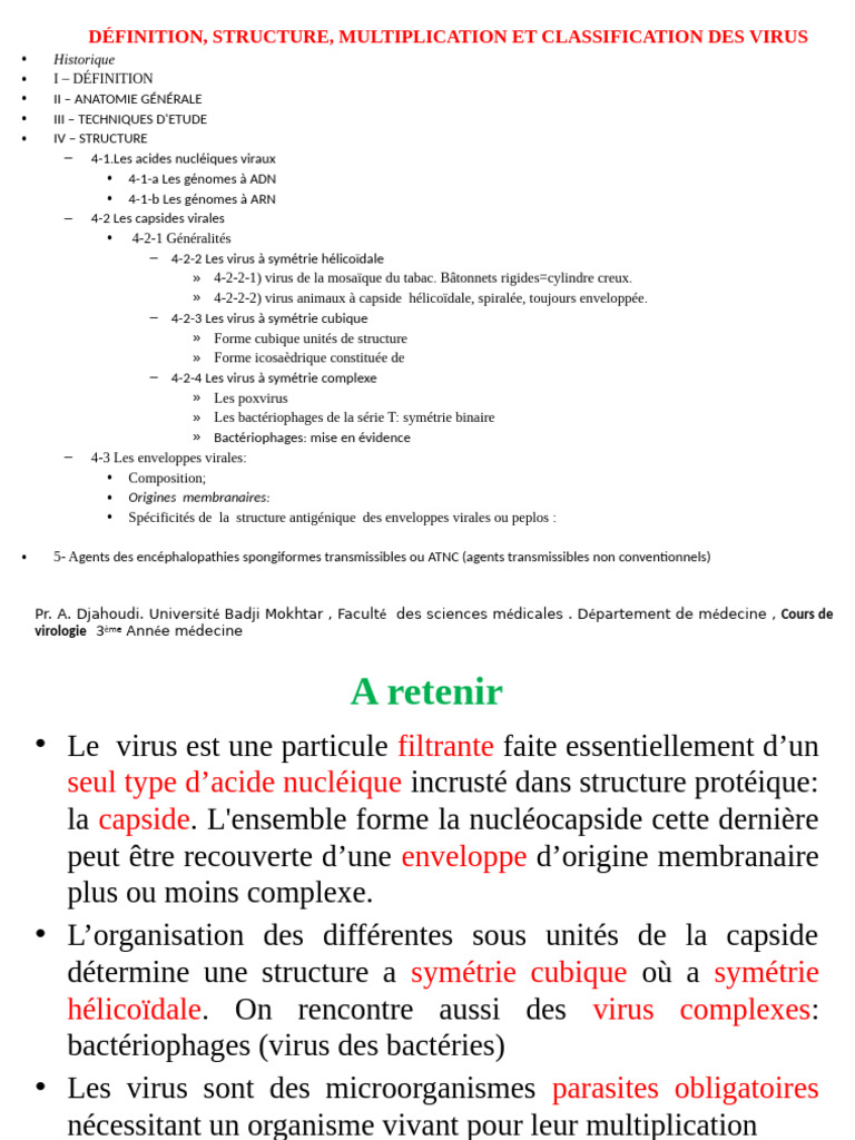 Définition Structure Et Classification Des Virus | PDF | Virus | Cellule (Biologie)