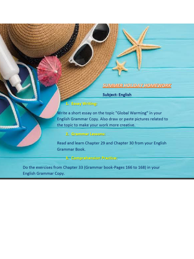 Summer Holiday Homework Class V | PDF