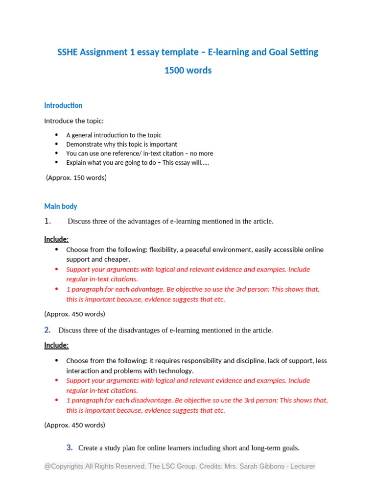 Essay Template - Assignment 1 | PDF | Educational Technology | Essays