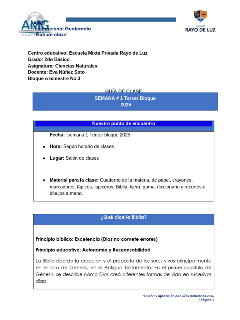 Guía 1 Seg. Bás. BLQ 2 | PDF | Biología Celular) | Libro del Génesis