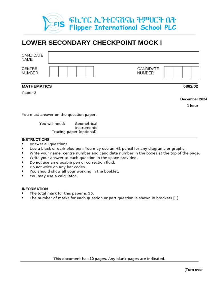 2024-25 Math G8 1st Term Mock Exam Paper 2(1) | PDF | Geometry | Mathematics