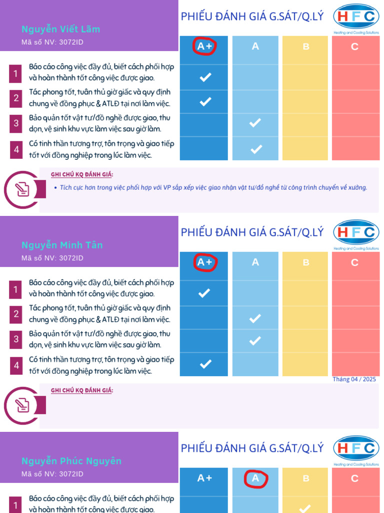 Phiếu Đánh Giá Gsq.lý | PDF
