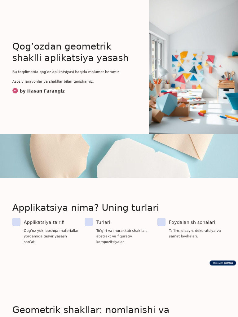Qogozdan Geometrik Shaklli Aplikatsiya Yasash | PDF