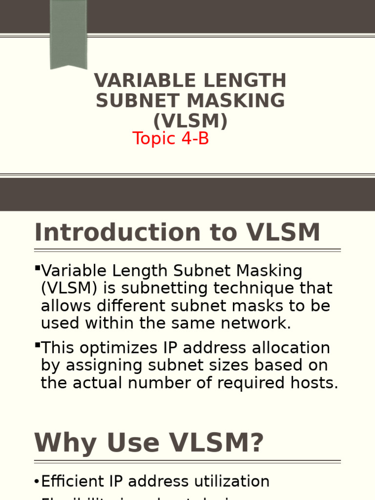 Topic 4B VLSM Subnetting | PDF | Ip Address | Computer Network