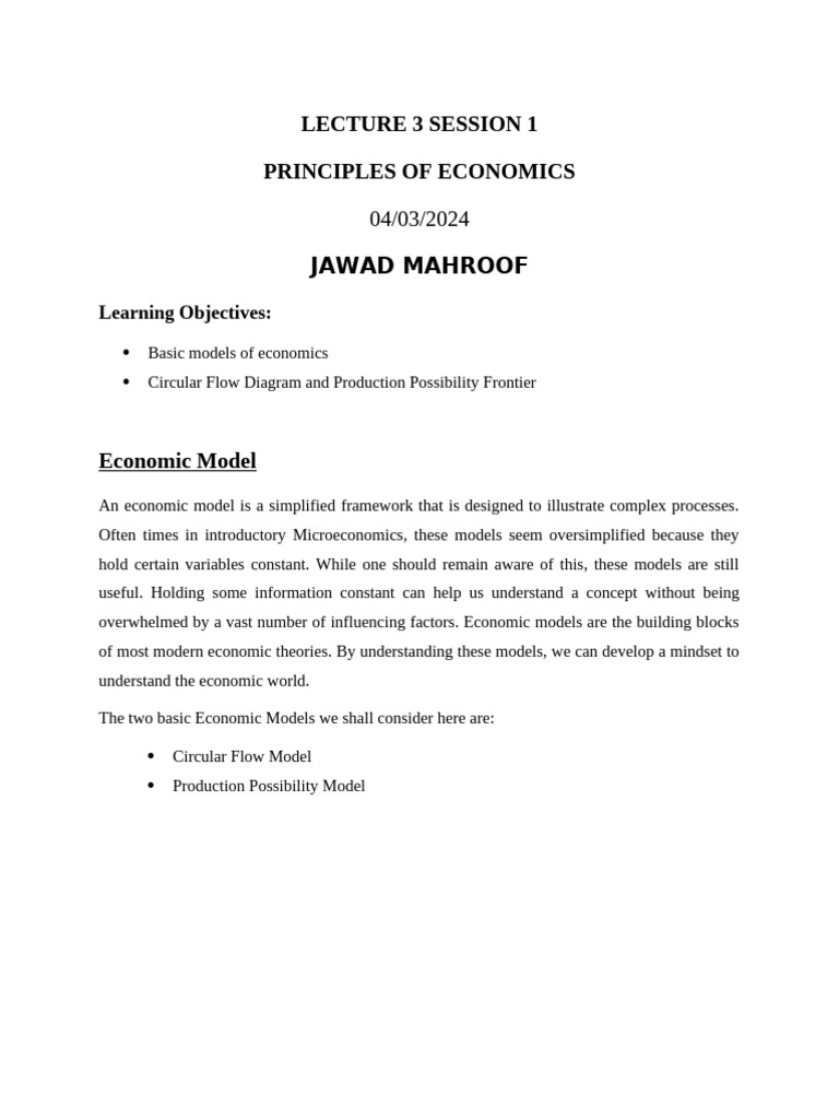 Microeconomics Lecture 3 Class 1 | PDF | Economies | Economics