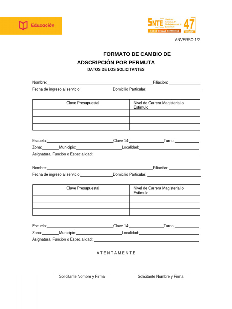 Formato de Solicitud de Permuta | PDF