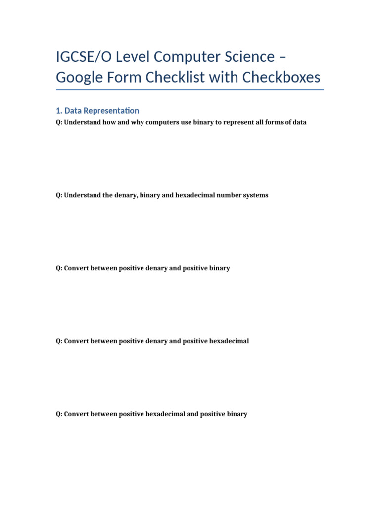 IGCSE Computer Science Checklist | PDF | Central Processing Unit ...