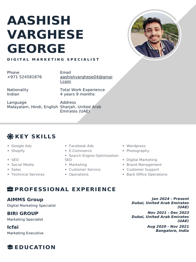 Aashish Varghese George Naukrigulf CV 01jun2025 | PDF | Digital ...