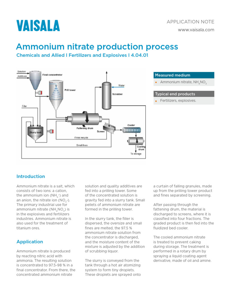 Ammonium Nitrate Production Overview | PDF | Ammonium | Chemical Substances
