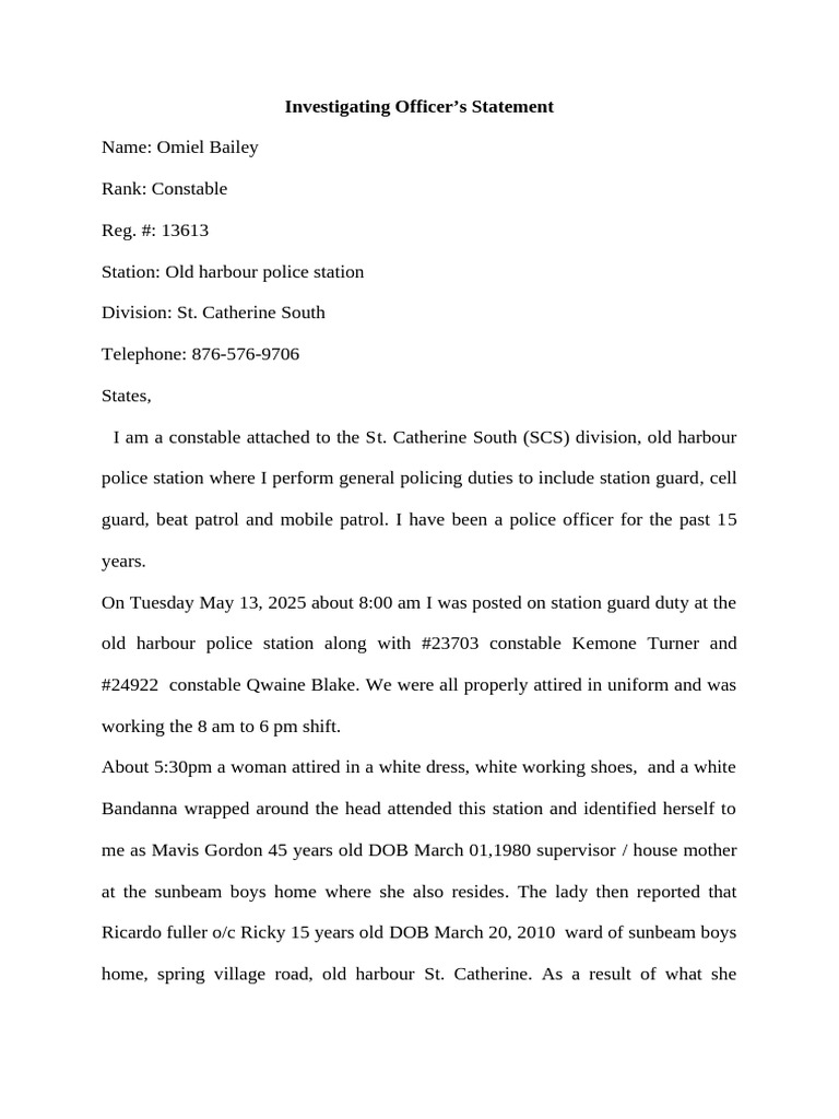 Io Statement Group 5 Final | PDF | Police | Law Enforcement