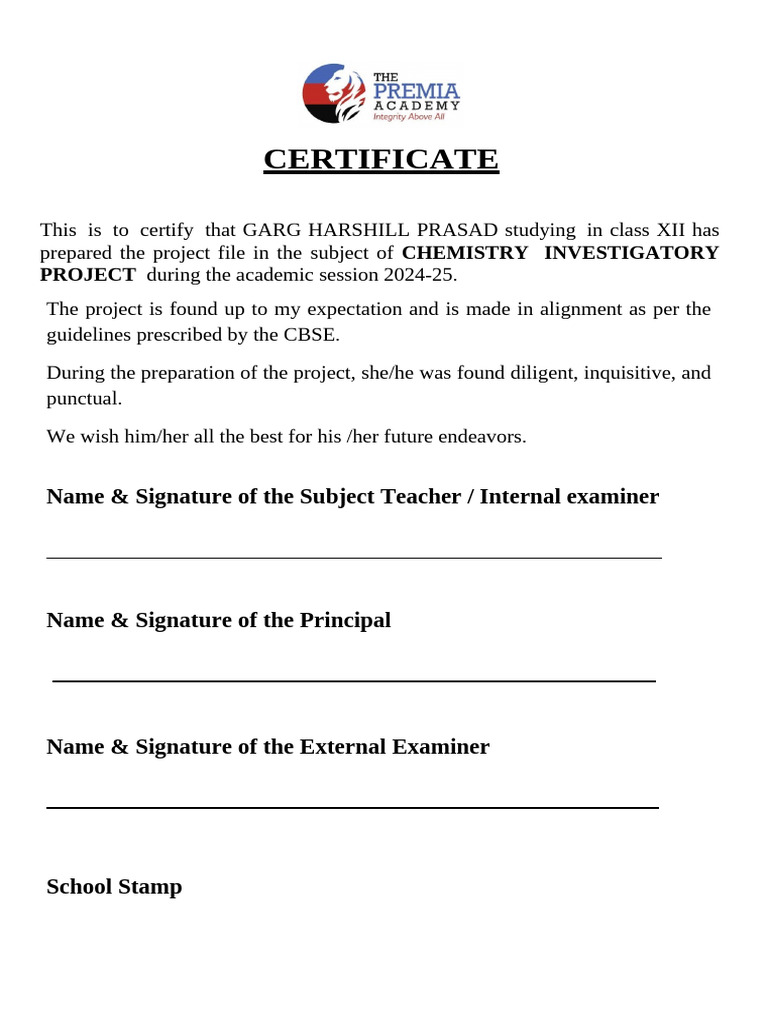 Certificate For Practicals of Tashneem | PDF