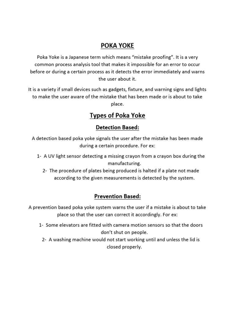 Poka Yoke | PDF