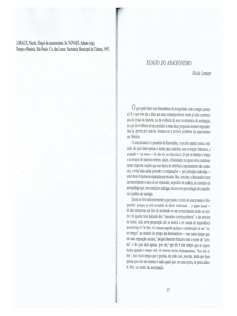 Elogio Do Anacronismo | PDF