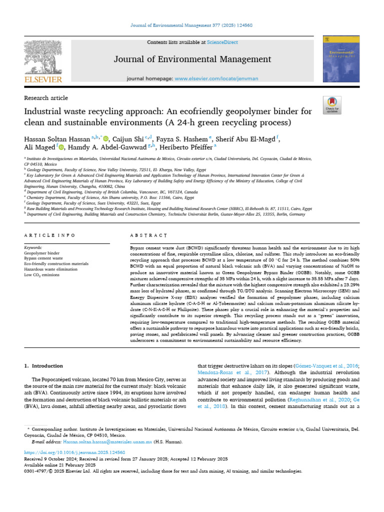 Industrial Waste Recycling Approach An Ecofriendly Geopo 2025 Journal ...