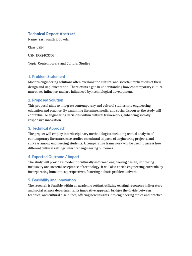 Contemporary and Cultural Studies Proposal Abstract 2 | PDF