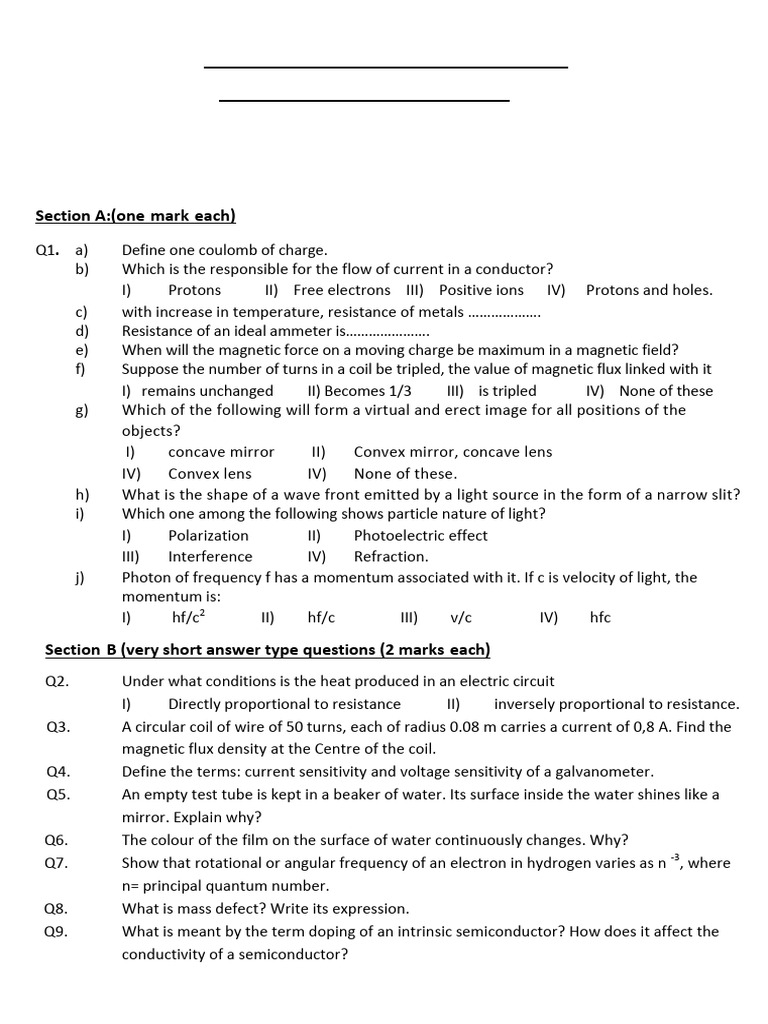MTP Physics Class 12 (TS-2) | PDF | Electron | Capacitor