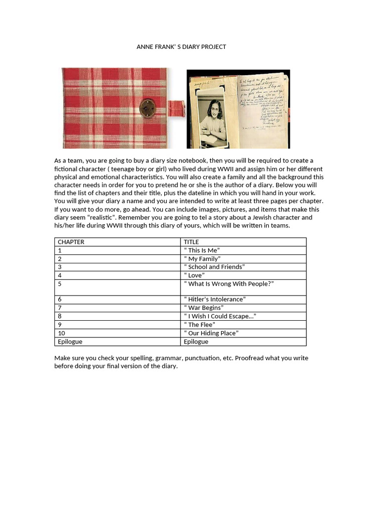 Anne Franks Diary Project | PDF