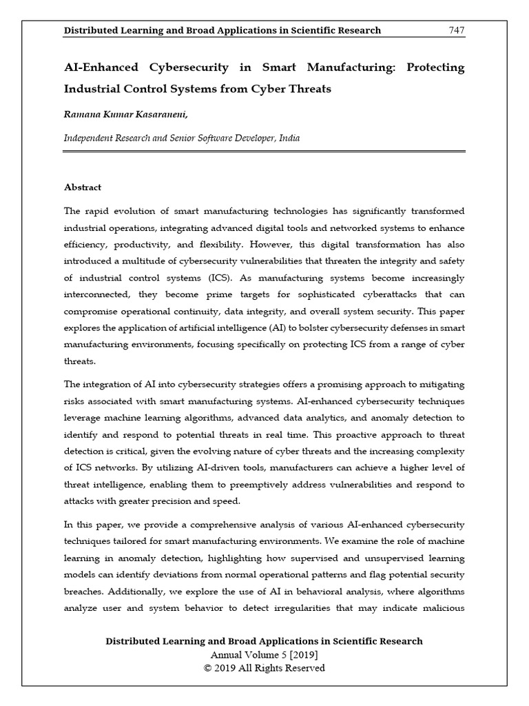 AI Cybersecurity for Smart Manufacturing | PDF | Security | Computer ...
