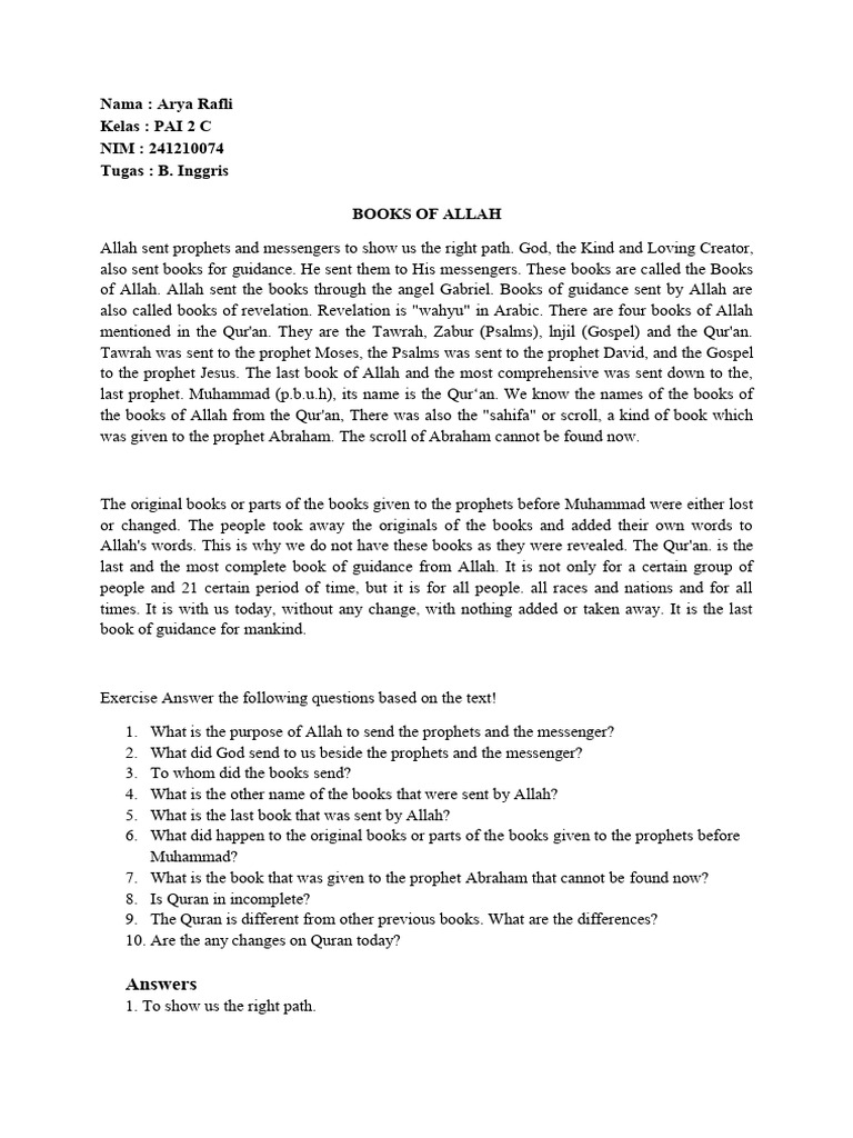 6 - 241210074 - Arya Rafli - PAI 2C | PDF | Prophets And Messengers In Islam | God In Islam