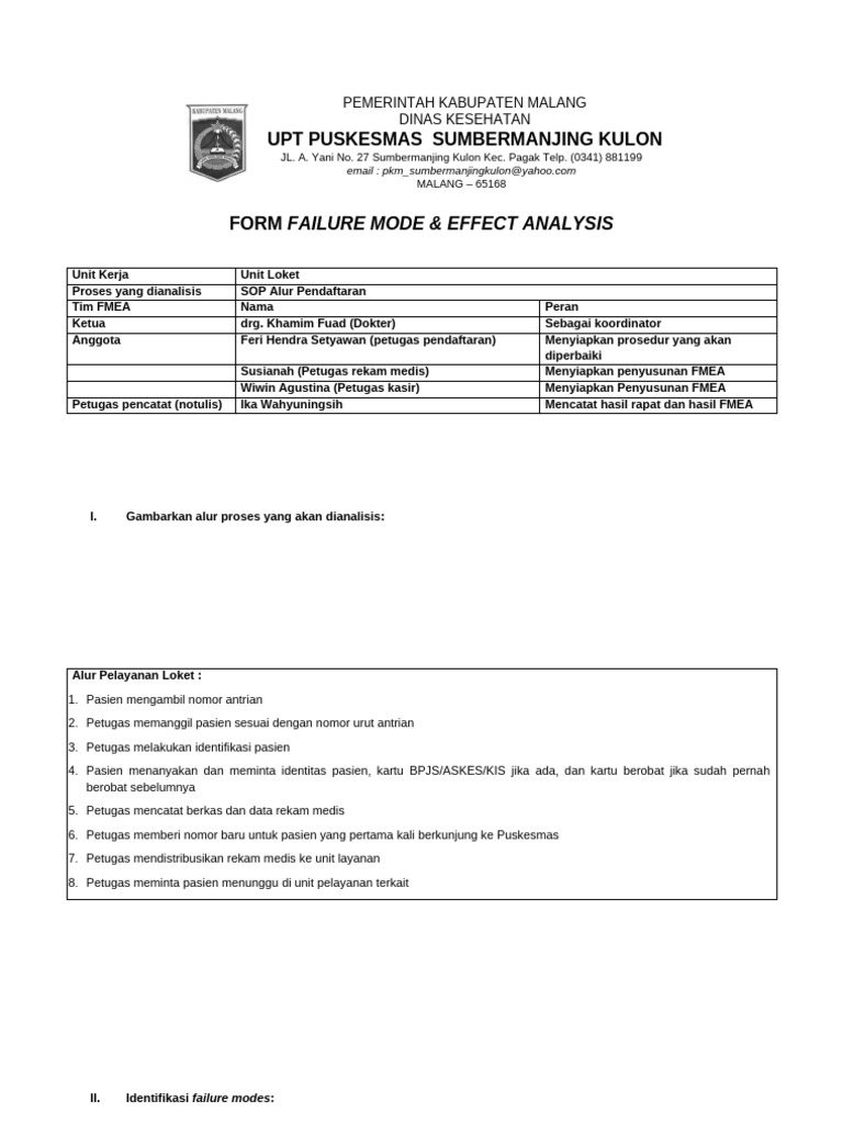 Form Fmea Loket Sumakul Fix | PDF