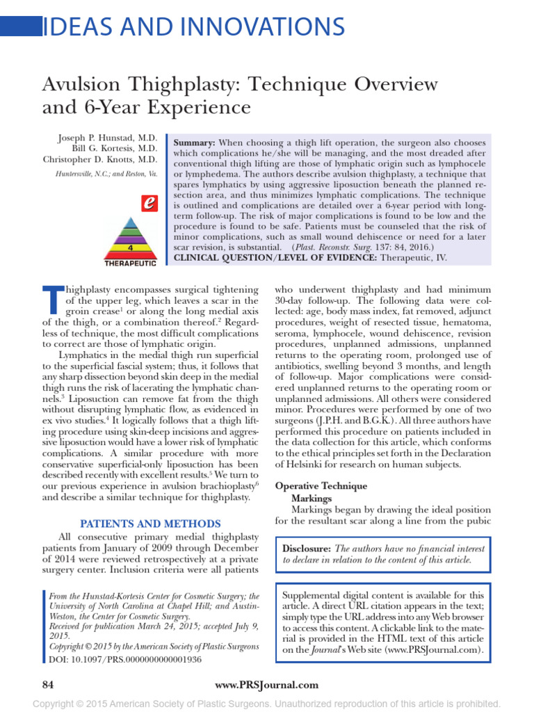 Avulsion Thighplasty: Techniques & Outcomes | PDF | Medical Specialties ...