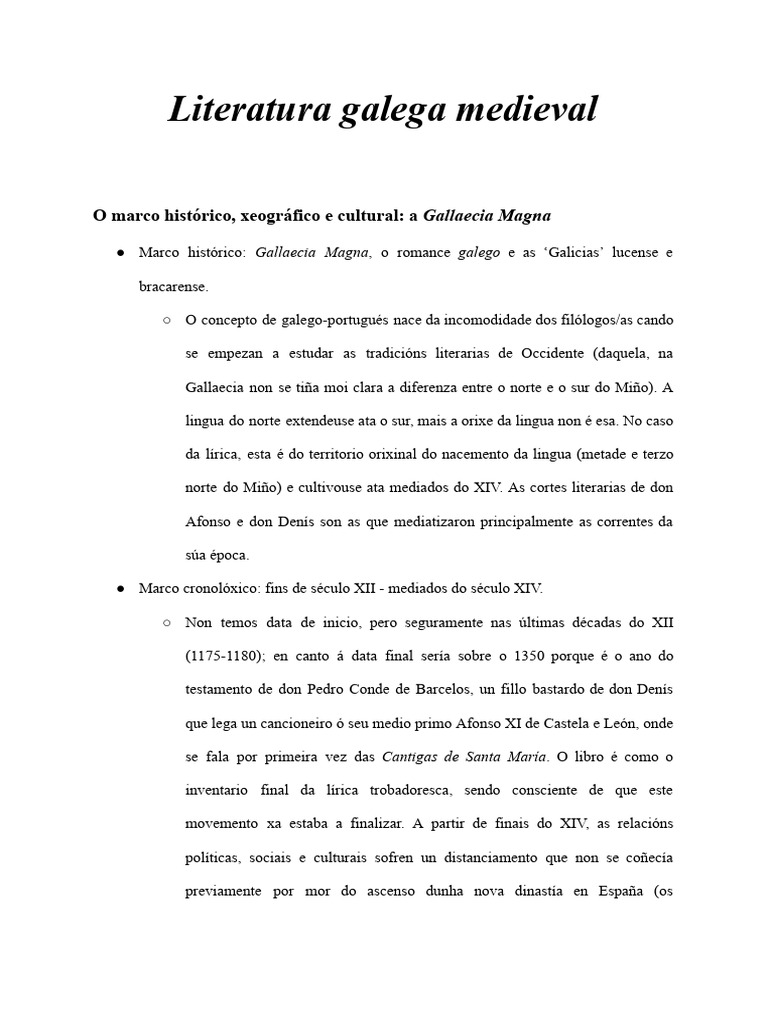 Literatura Galega Medieval | PDF