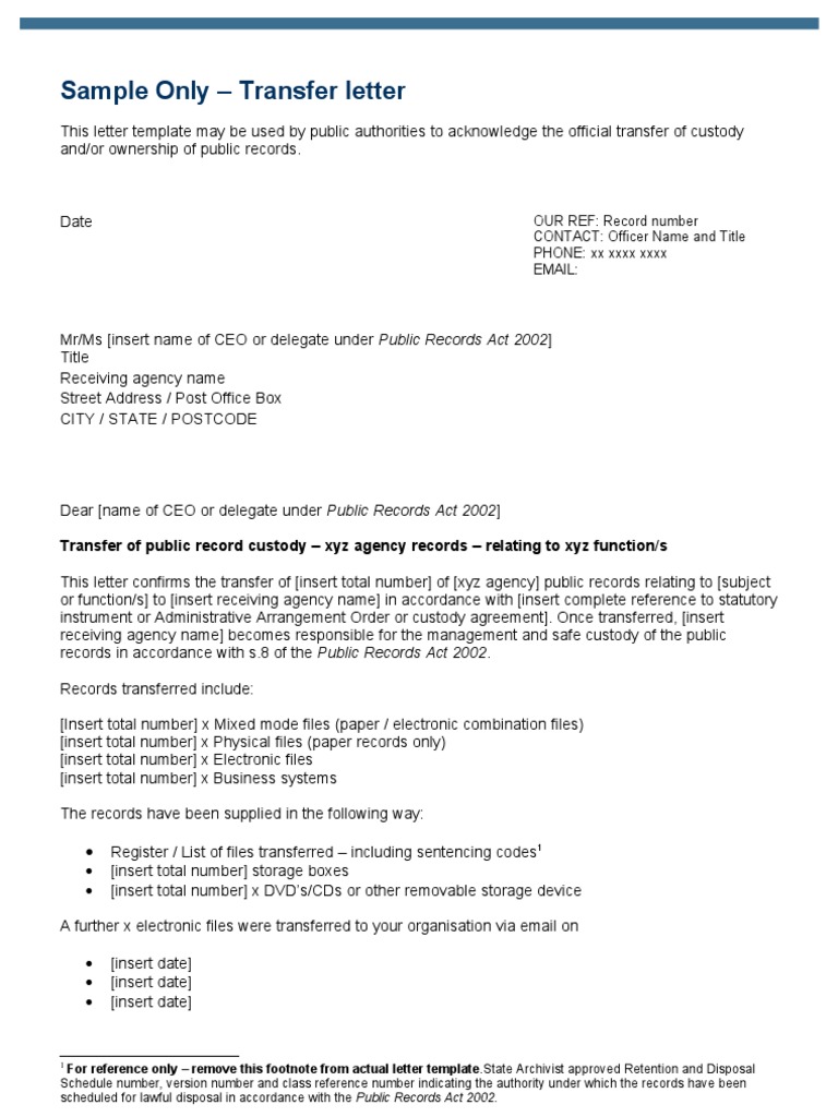 Public Records Transfer Letter Template | PDF | Computing | Computing ...