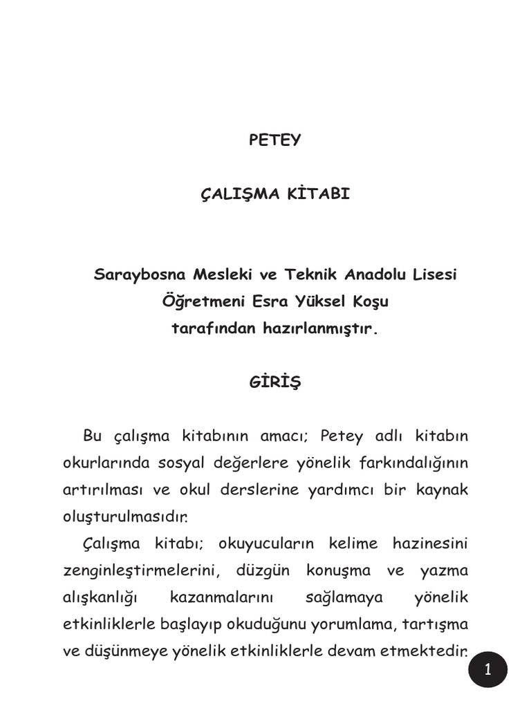 Petey Calisma Kitapcigi | PDF