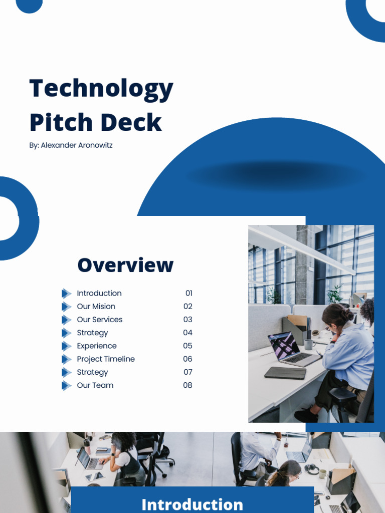 White and Blue Professional Modern Technology Pitch Deck Presentation | PDF