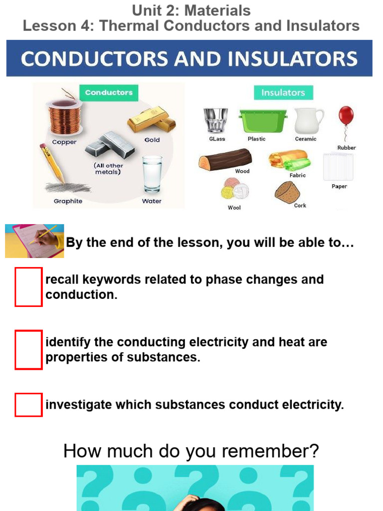 G5 Unit2 Lesson04 2.2 Thermal Conductors Insulators | PDF | Thermal ...