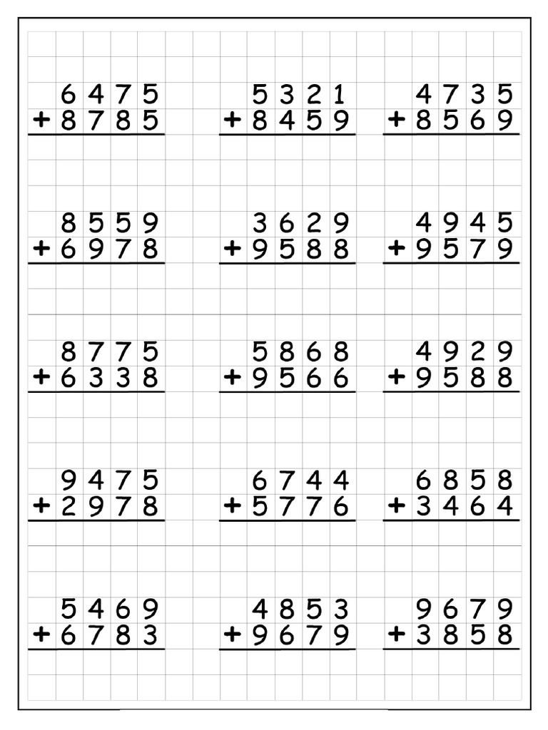 4D R Addition WS 3 | PDF