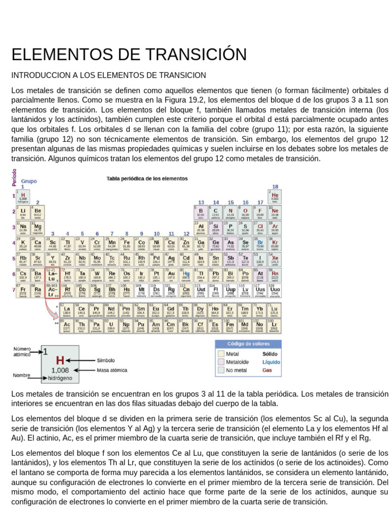 Elementos de Transición Dami | PDF | Metales de transición | Tabla periódica