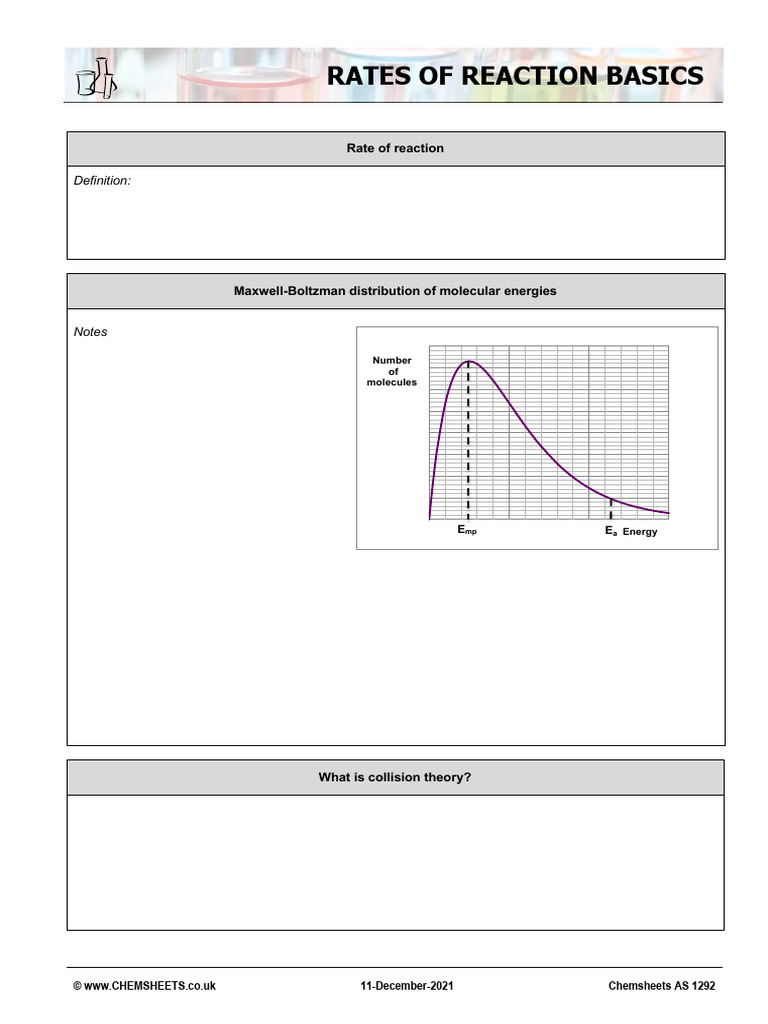 Chemsheets AS 1292 Rates of Reaction Basics | PDF