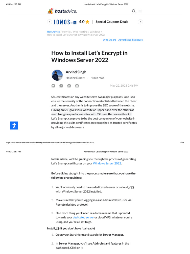 How To Install Let's Encrypt in Windows Server 2022 | PDF | Public Key ...