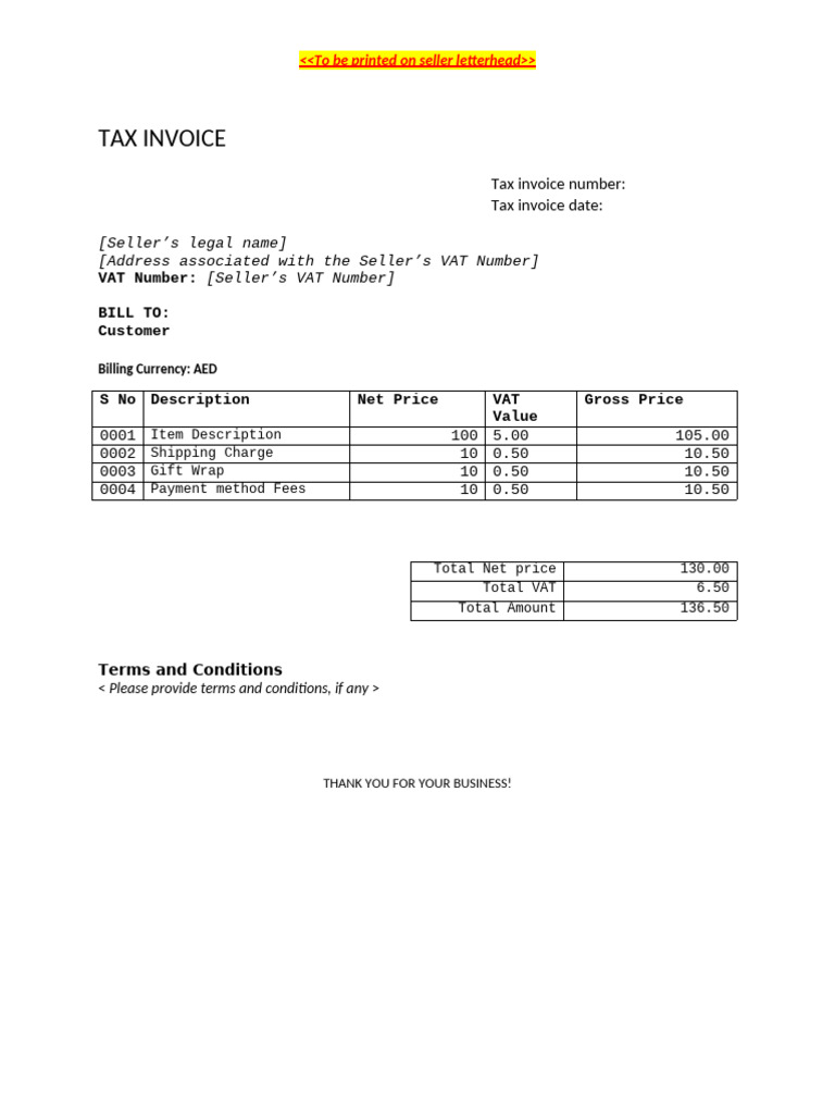 Template Simplified Tax Invoice | PDF
