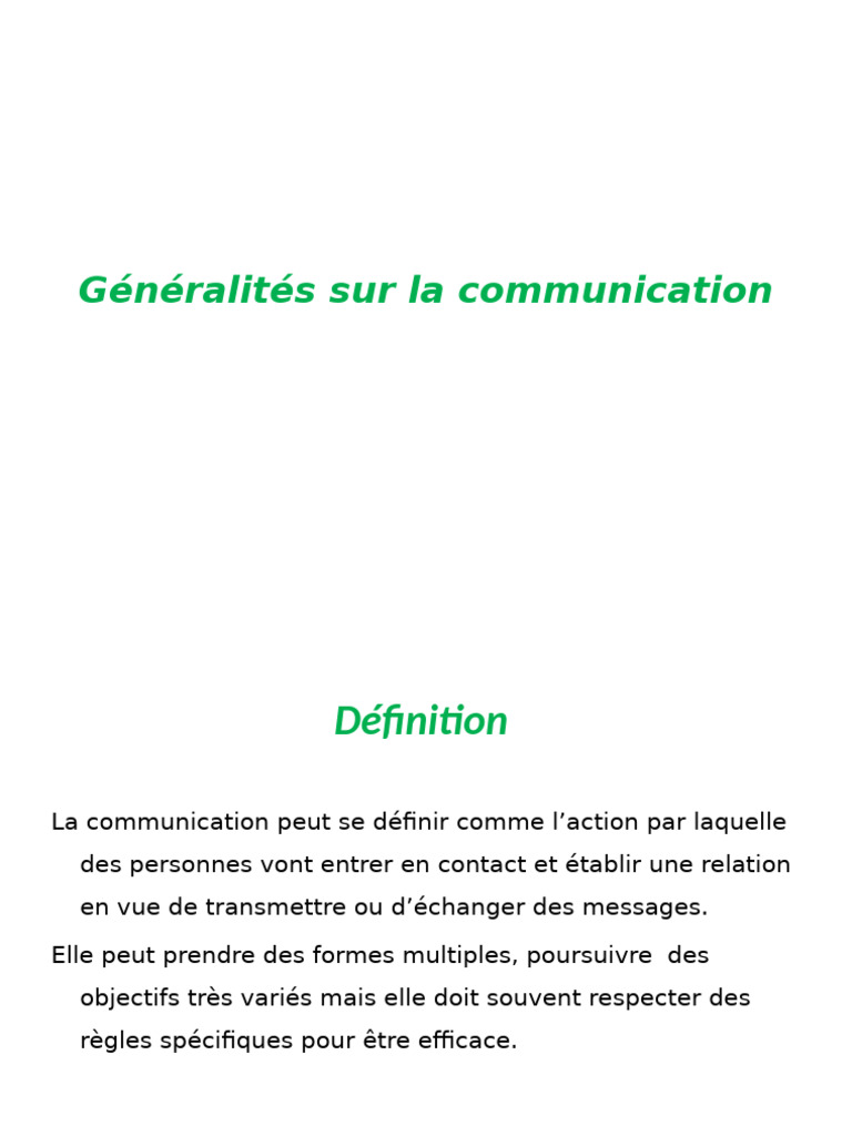 Généralités Sur La Communication | PDF | la communication