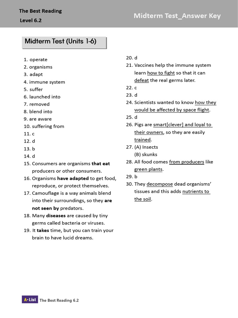 TBR 6.2 - Midterm Test - Answer Key | PDF