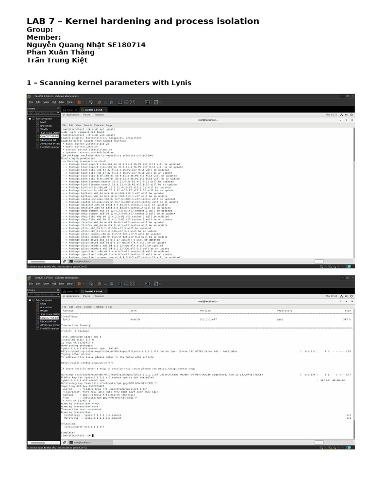LAB 7 - Kernel Hardening and Process Isolation | PDF