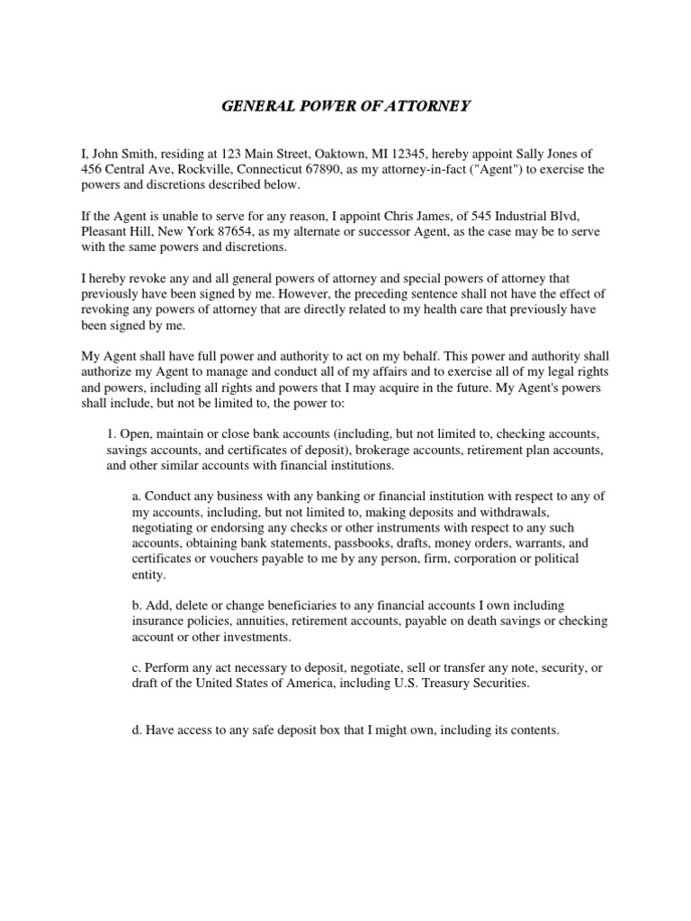 Power of Attorney | PDF | Power Of Attorney | Law Of Agency