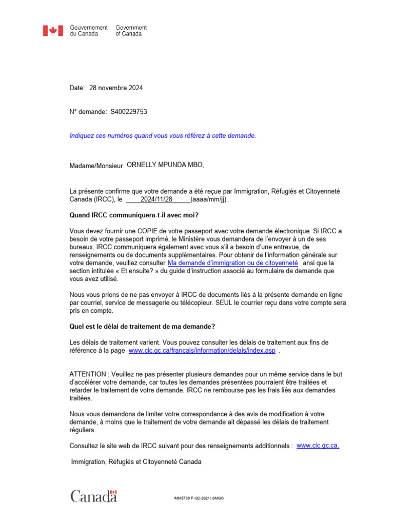 Suivi de votre demande IRCC en ligne | PDF