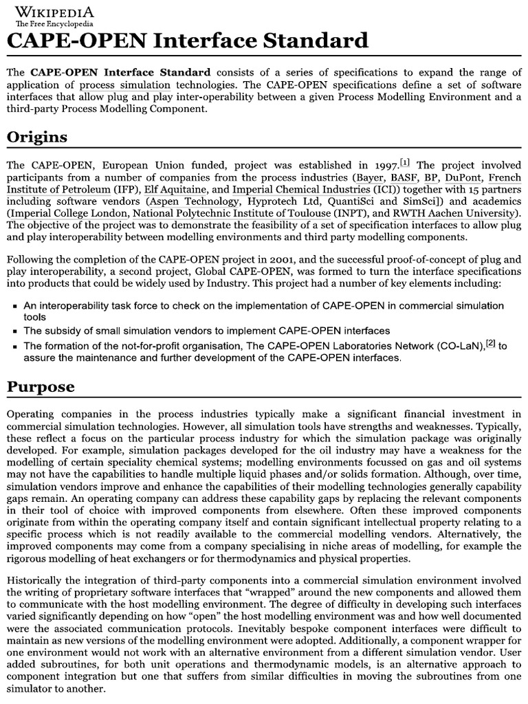 CAPE-OPEN Interface Standard | PDF