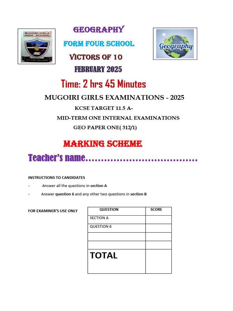 KCSE Geography Exam Paper 2025 | PDF | Rock (Geology) | Volcano