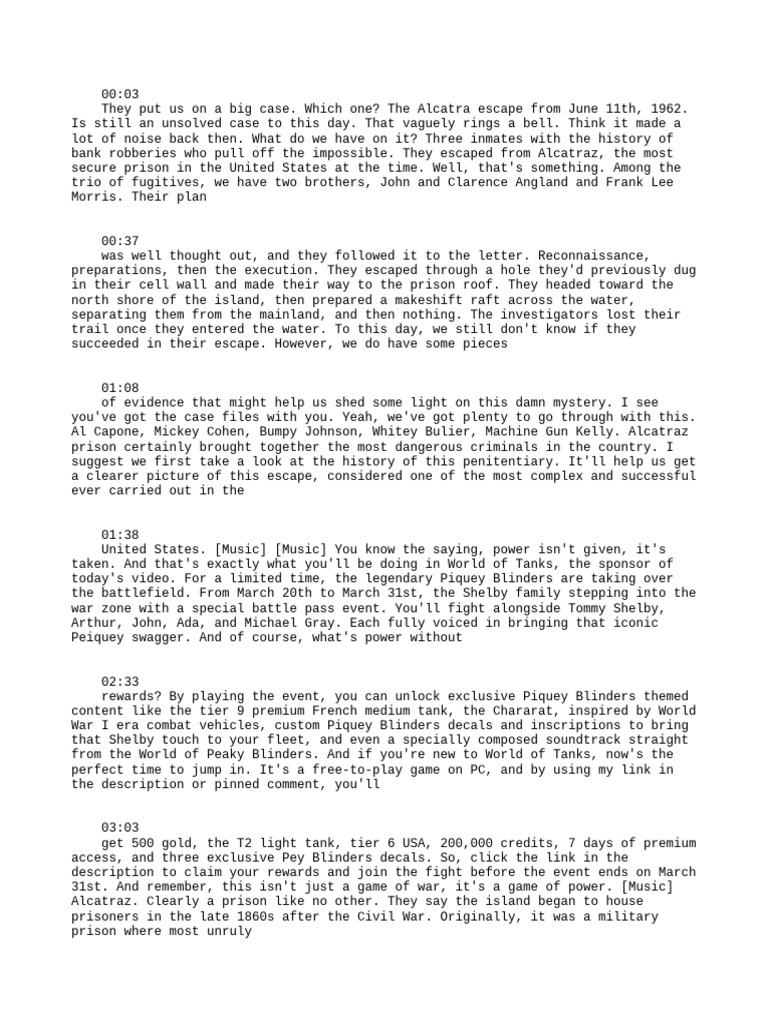 The Alcatraz Escape Story (Documentary Film) | PDF | Prison | Crimes