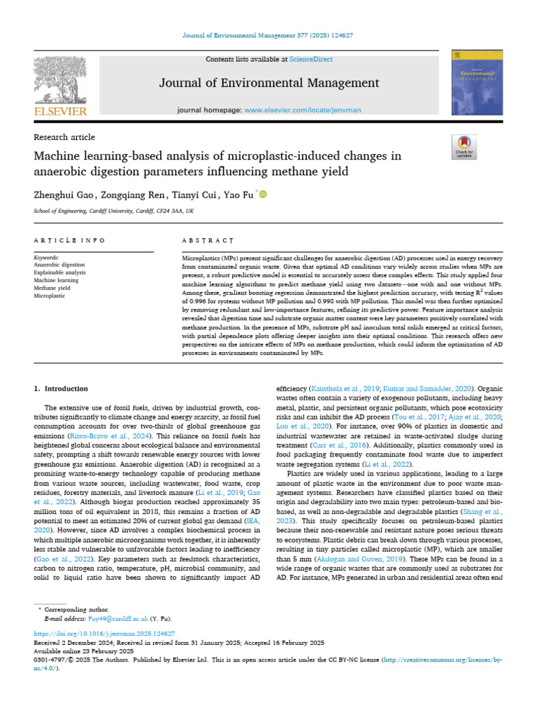 Machine Learning Based Analysis of Microplastic Induced 2025 Journal of ...