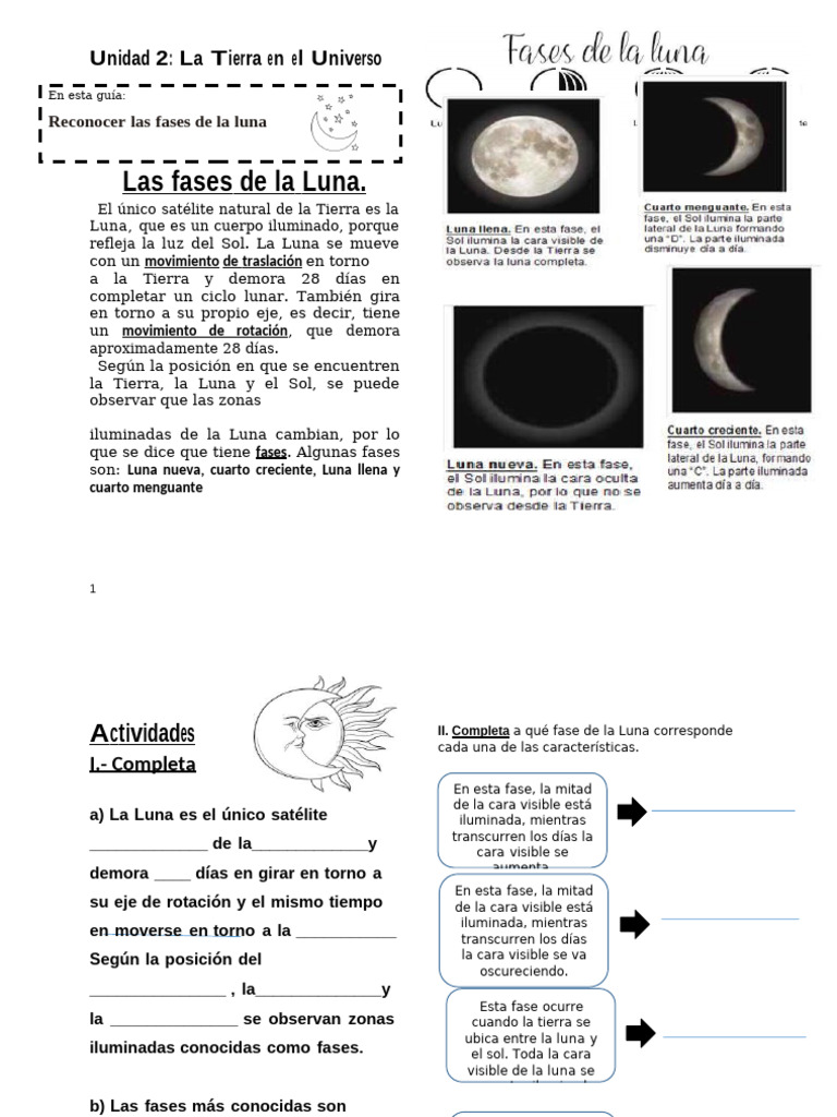 Fases de la Luna para Niños | PDF | Luna | Ciencias fisicas