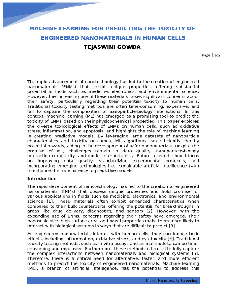 Machine Learning For Predicting The Toxicity of Engineered Nanomaterials in Human Cells | PDF ...