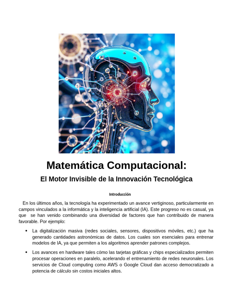 Matemática Computacional en IA | PDF | Inteligencia artificial ...