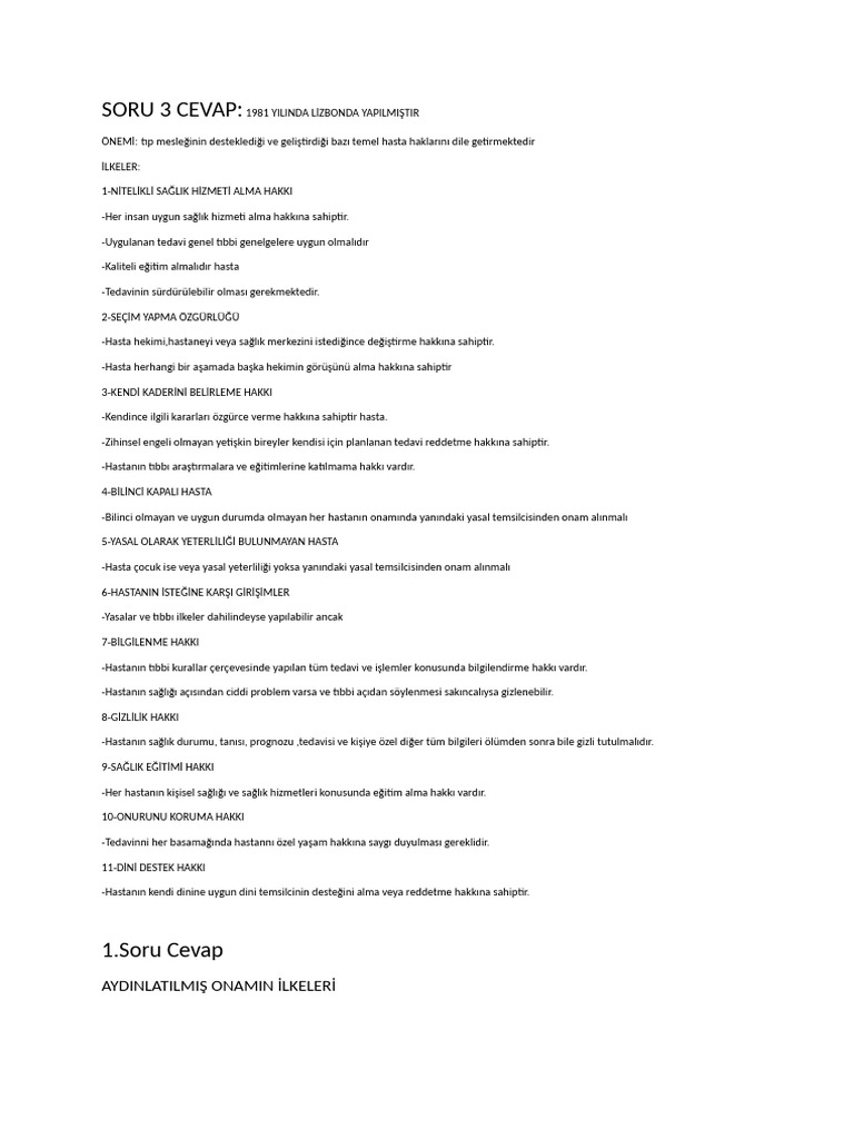 Sağlık Hukuku Cevaplar | PDF