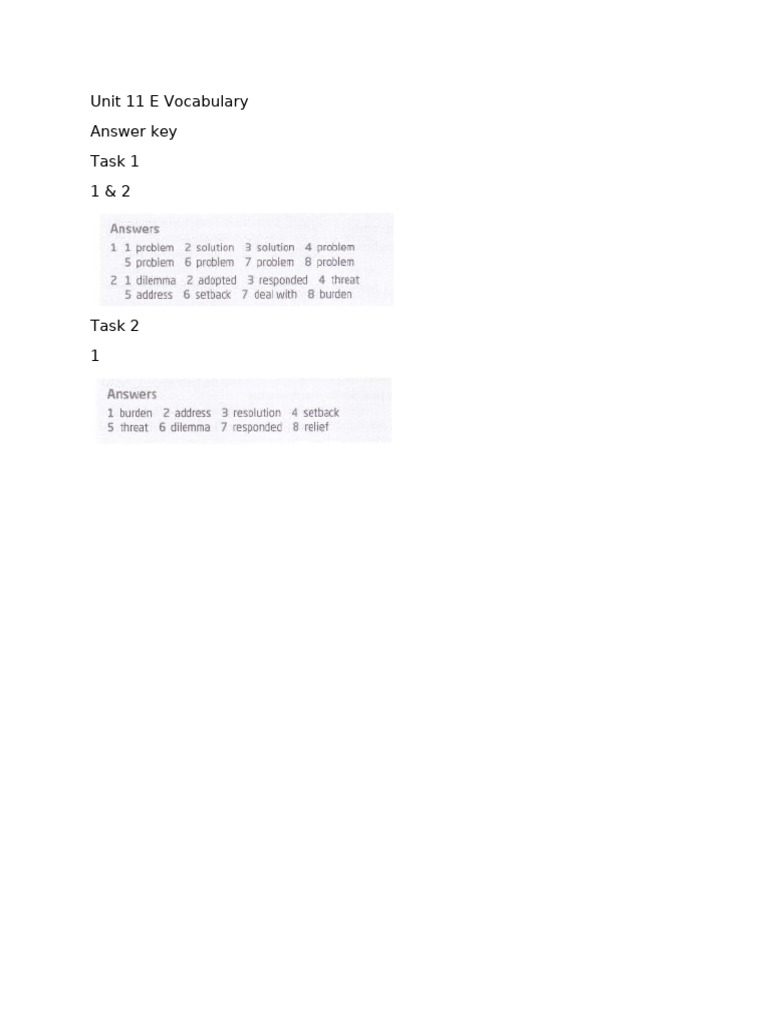 Unit 11 E Answer Key | PDF