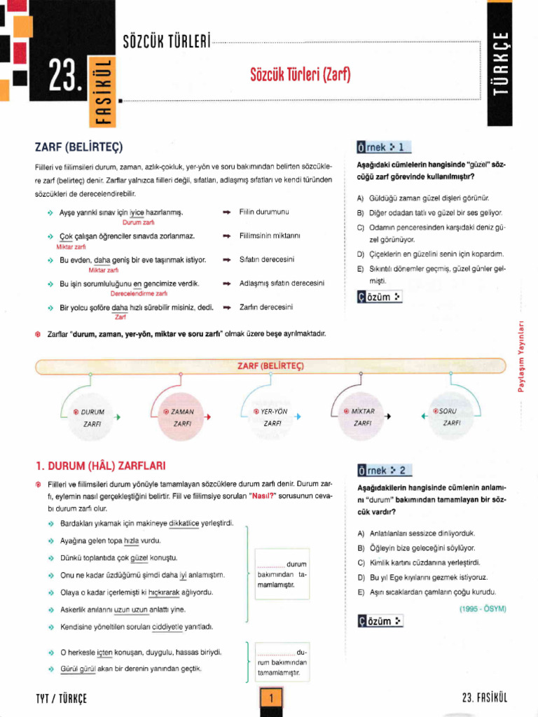 23. Fasikül Sözcük Türleri( Zarf ) | PDF
